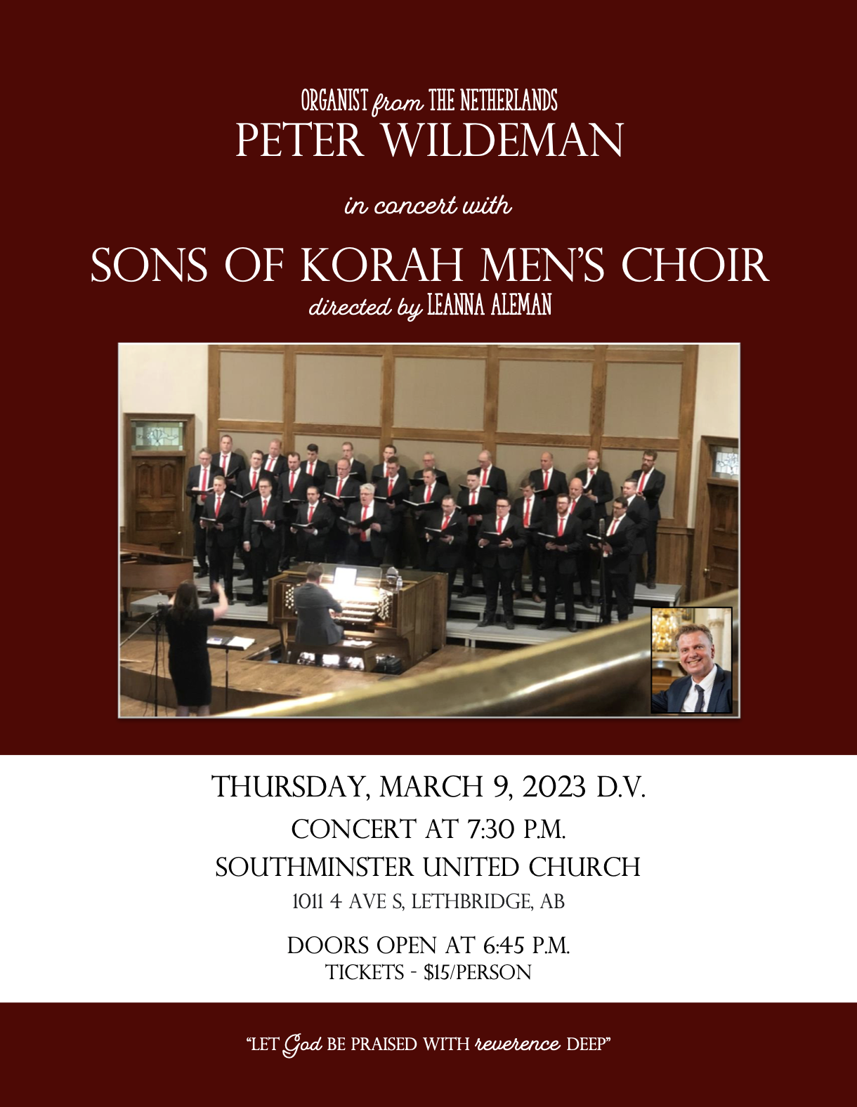 Peter Wildeman in concert with Sons of Korah men's Choir - Peter Wildeman